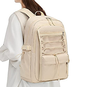 Sunborls Travel Laptop Backpacks with Girls Weekend Leisure Day Vacation Backpack Unisex 15.6inch School Cute Lightweight High-Capacity The Gift Bookbag(Off-White)