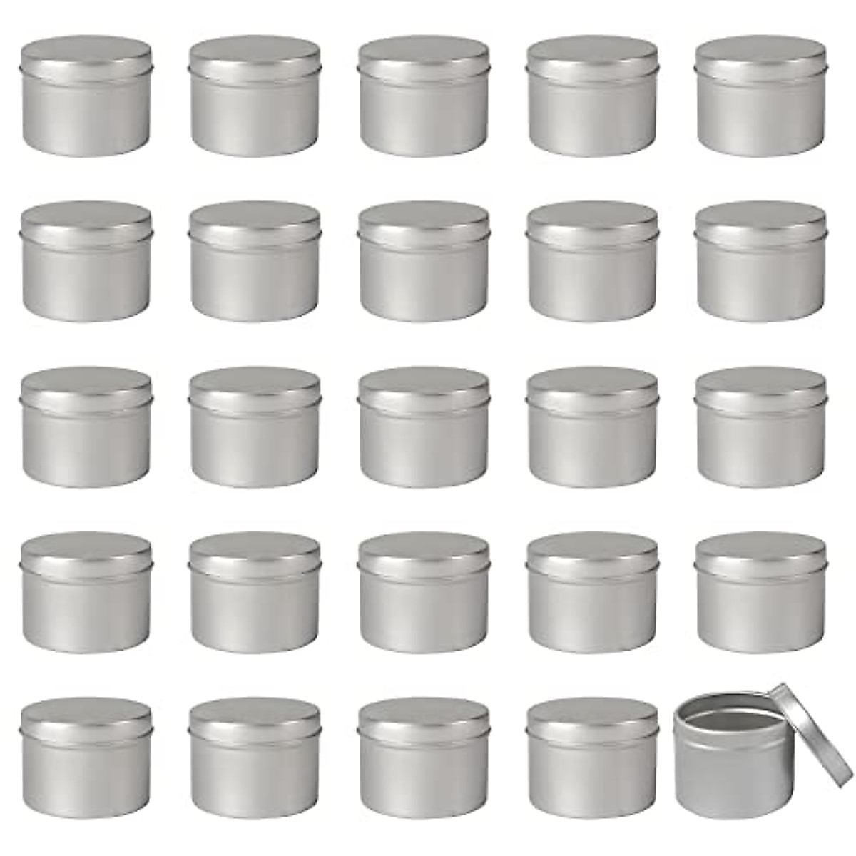 Moretoes 24 Pack 4 Oz Silver Aluminum Candle Tins with Lids for DIY Candle Making, Storage, Travel or Gift