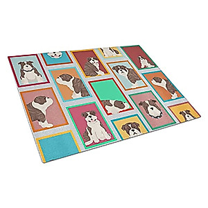 Caroline's Treasures MLM1135LCB Lots of Brindle English Bulldog Glass Cutting Board Large Decorative Tempered Glass Kitchen Cutting and Serving Board Large Size Chopping Board