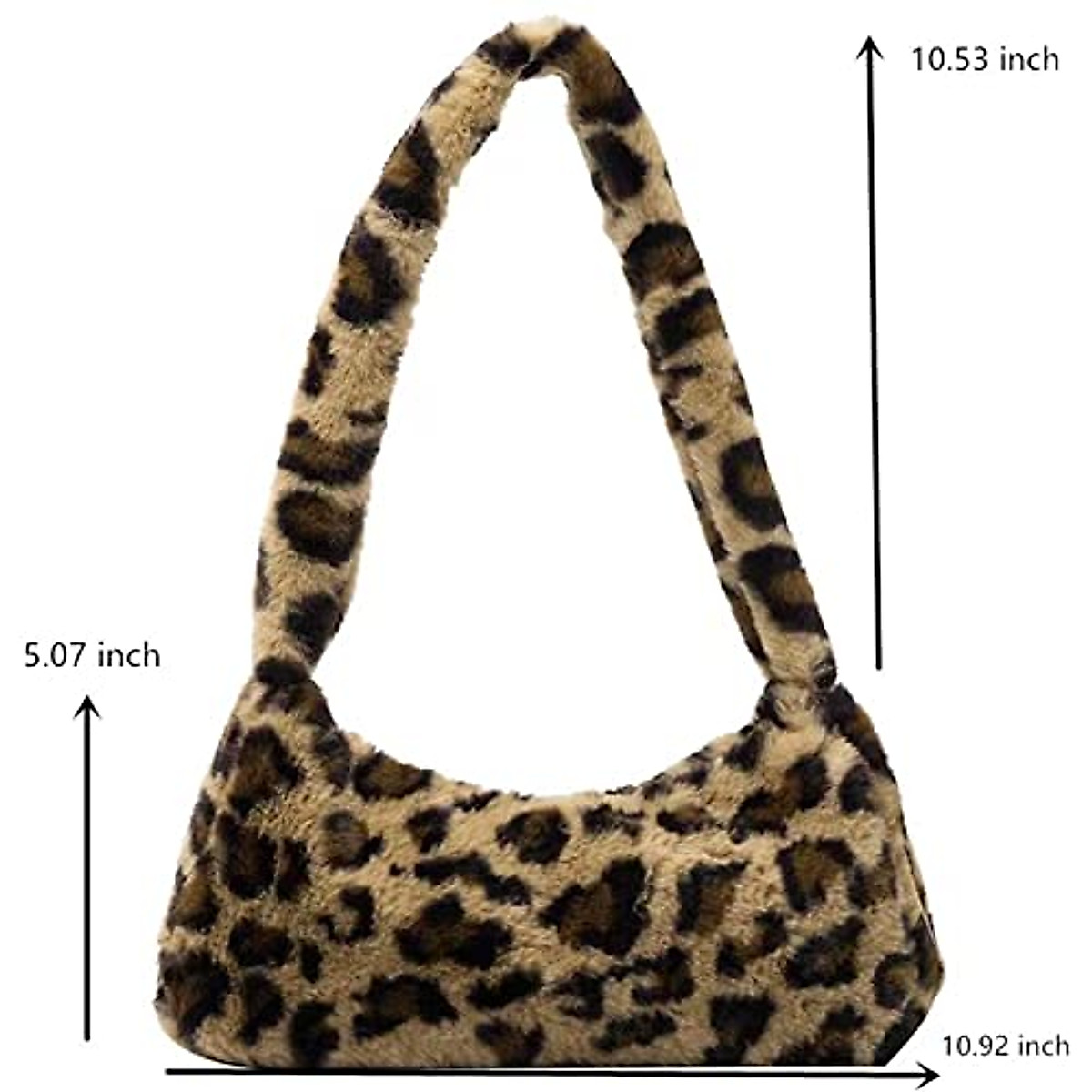 FASHLOVE Plush Underarm Bag Ladies Fluffy Shoulder Bag,Women Hairy Purse Fluffy Tote Bag for Autumn and Winter,Khaki