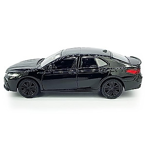 Camry XSE 2022 Model Car 1/36 Scale Diecast Toy Cars Metal Alloy Children’s Die-cast Vehicles, Pull Back Doors Open, Black Rim, Collection for Men, Kids Toys for Boys Gifts, Black