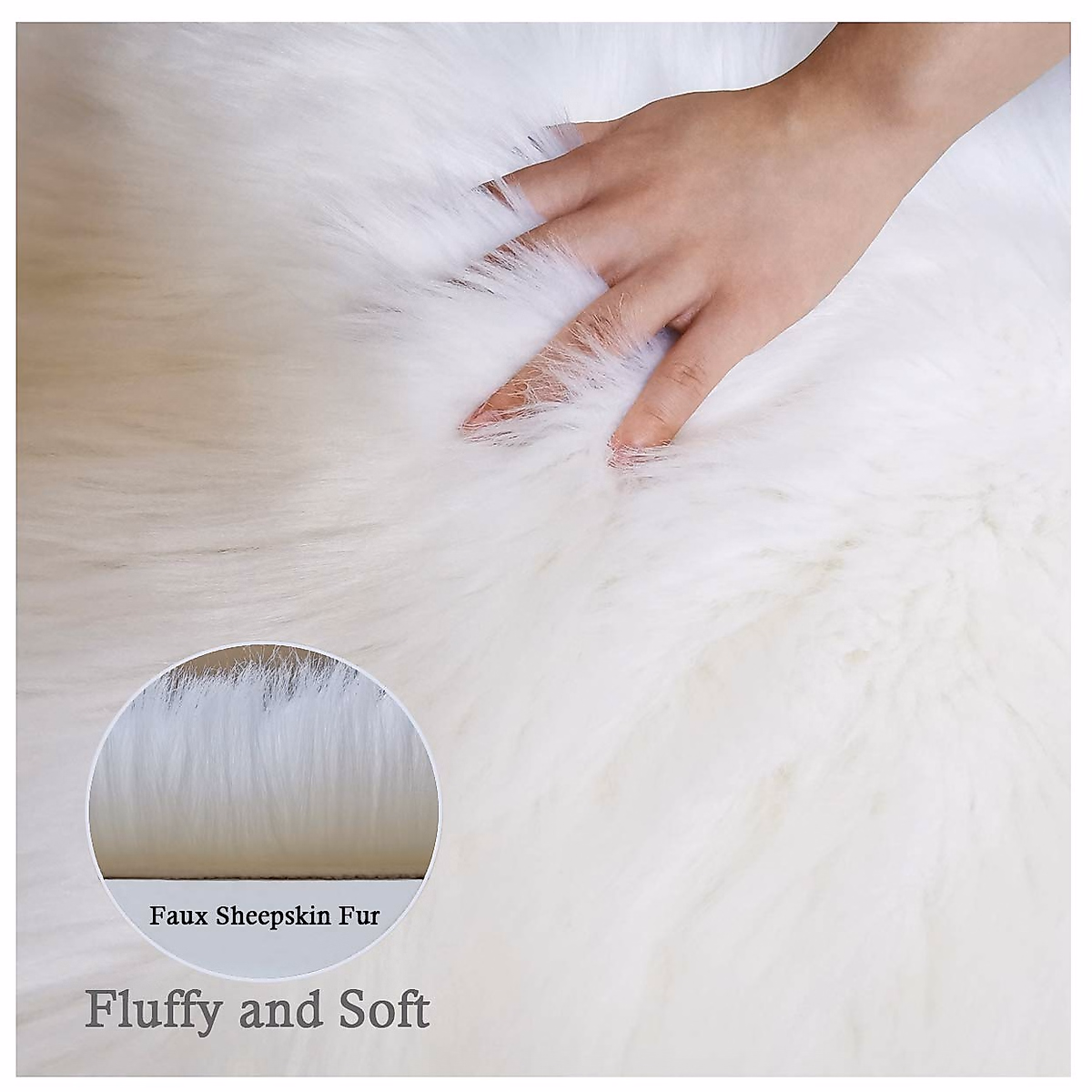 DSHXL Faux Sheepskin Fur Fuzzy Furry Rugs, 2x3 Ft Rectangle Small White Furry Rugs, Bedside Fluffy Area Rug Fur Rugs for Bedroom, Living Room, Dorm Room, Photography