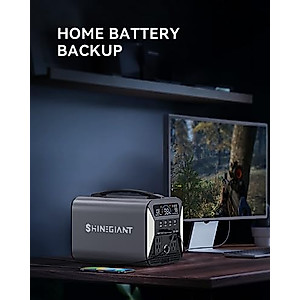 Portable Power Station 300W(600W Peak), SHINEGIANT 299.52Wh Solar Generator with USB-C PD 60W Output, 110V Pure Sine Wave Backup Battery Pack with AC Outlet, Portable Generator for Camping RV Hunting