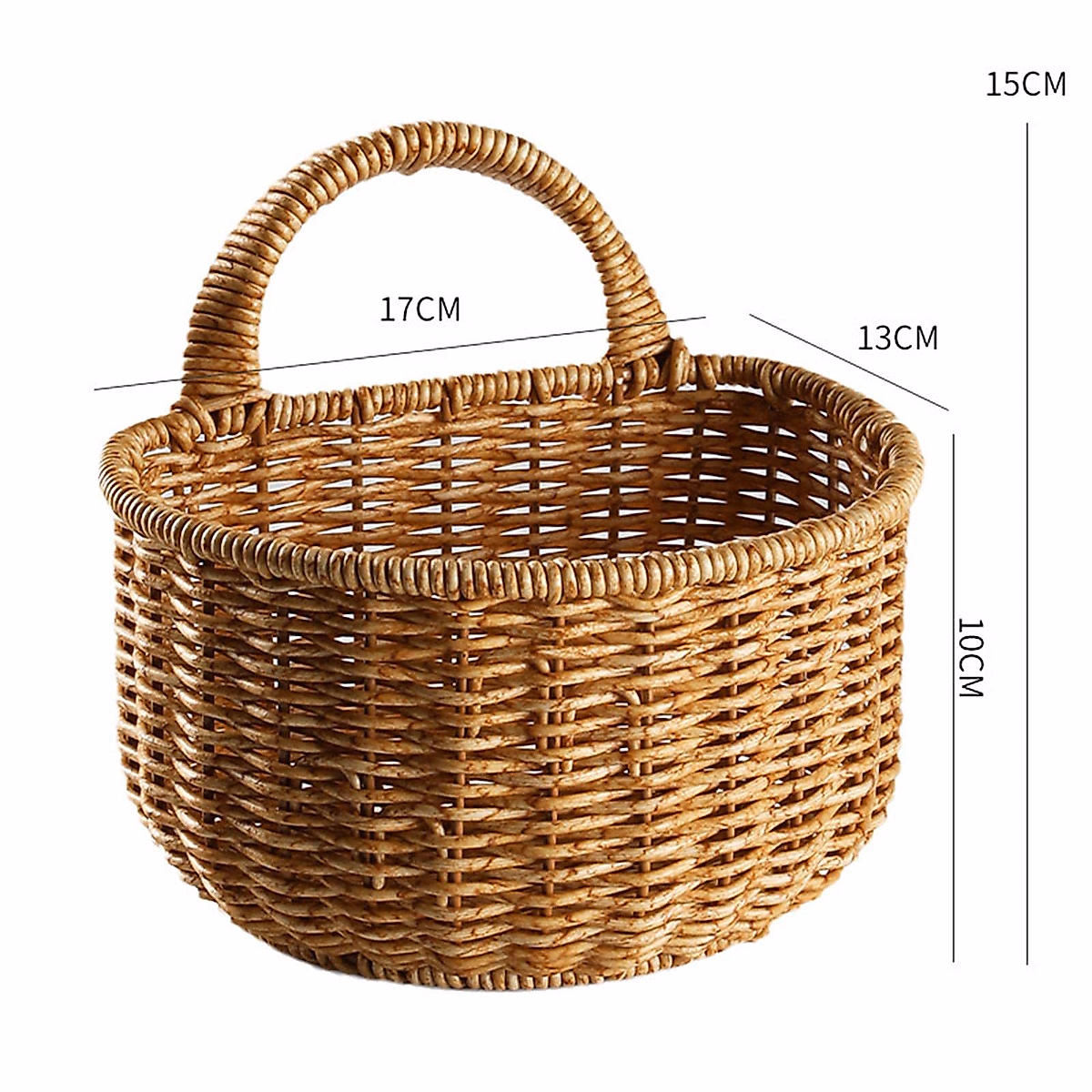 Qianly Wall Hanging Baskets Storage with Handle Washable Decorative Basket Woven Wall Basket Kitchen Bin for Towels Magazines Toys Balcony Cabinet, 17cmx15cm