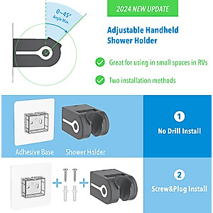 RV Shower Head with Hose, High Pressure Shower Head with Handheld On Off Switch, Travel Trailer, Motorhome and Boat and Camper Must Have RV Accessories Replacement Part, Matte Black