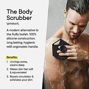 Tooletries - Body Scrubber - Silicone Exfoliating Scrubber - Bathroom & Shower Accessories for Men, Travel Essentials for Men - Durable & Long Lasting Body Wash Scrubber for Men - Grey
