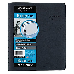 AT-A-GLANCE The Action Planner Daily Appointment Book 2015, Wirebound, 6.88 x 8.75 Inch Page Size, Black (70-EP03-05)