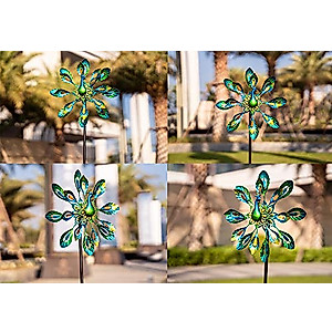 MUMTOP Wind Spinner 51" Peacock Double Wind Sculpture is Suitable for Decorating Your Patio, Lawn & Garden