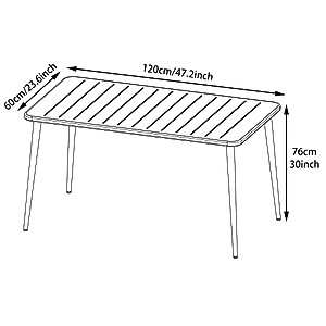 Lisuden Patio Bistro Metal Dining Table, Outdoor Steel Square Table for 4 Person, 47.2" Lx23.6 Wx30 H, Furniture Table for Backyard, Garden, Lawn and Porch (White)
