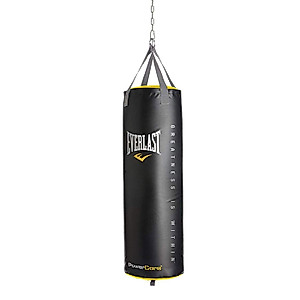 Everlast Powercore Nevatear 100 Pound MMA Training Hanging Heavy Bag with Bag and Powder Coated Steel Heavy Bag Stand, Black