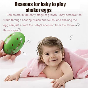 ANGJINY 6 Pack Easter Egg Shakers Maracas Natural, Wooden Musical Stocking Stuffers Percussion Instruments - basket Stuffers Easter Gift