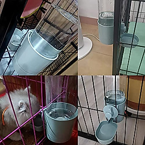 Rabbit Water Bottle 17 OZ Bunny Hanging Water Fountain Automatic Guinea Pig Water Dispenser No Leak Drinking Feeder for Bunny Chinchilla Hamsters Cat Dog Small Animals (Blue)