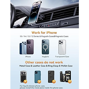 Sansaba for MagSafe Car Mount - [20 Strong Magnets] Magnetic Car Phone Mount Air Vent Cell Phone Holder Clip, Universal iPhone Car Holder Fit iPhone 15 Pro Plus Max 14 13 12 MagSafe (Orange)