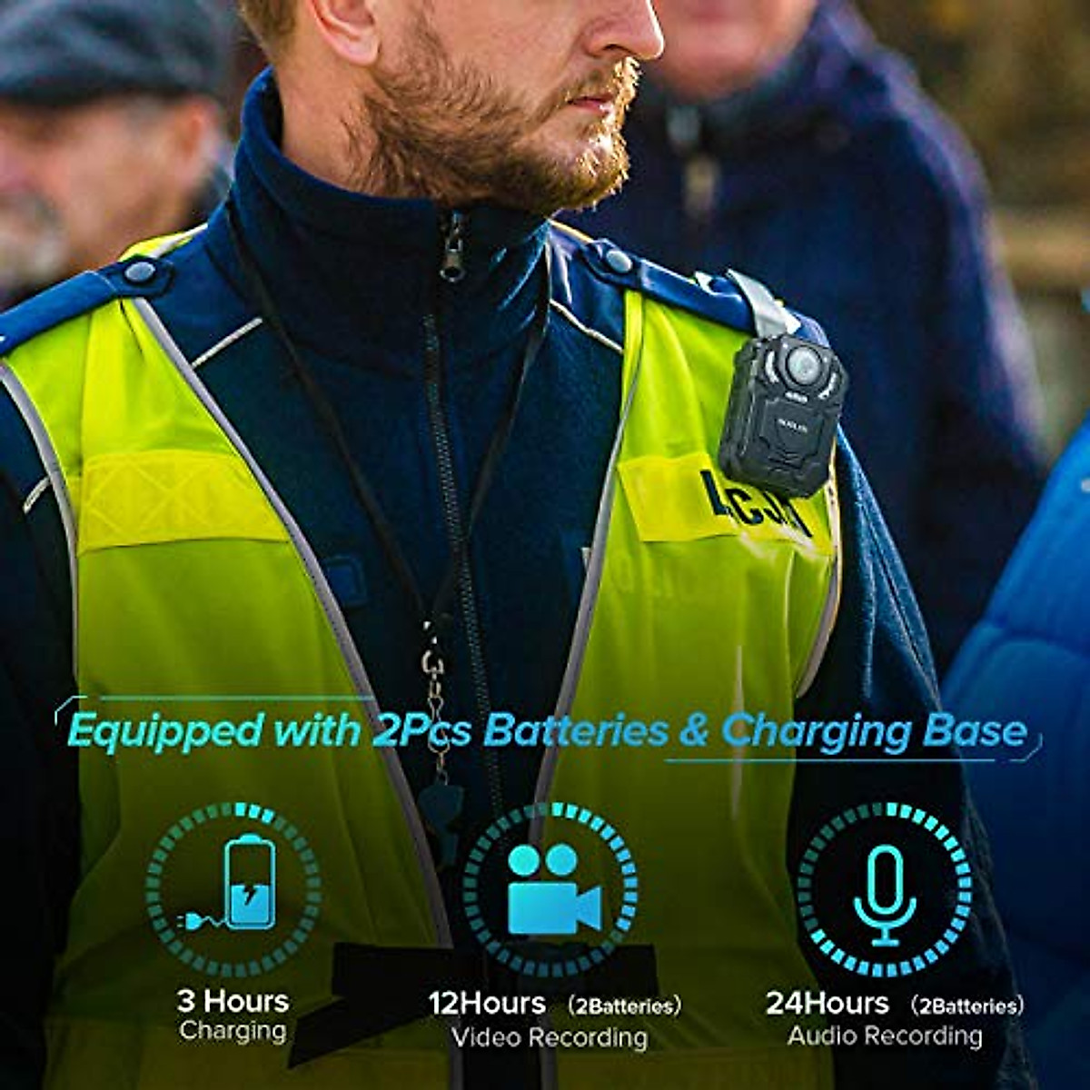 BOBLOV T5 32GB 1440P Body Camera with Audio Recording,Built-in SD Card, Two Batteries with Dock, Wearable Police Body Camera for Law Enforcement, Night Vision, File Protection