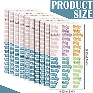 480 Pcs Day of The Week Stickers Silver Foiled Date Covers Decorative Stickers Monday to Sunday Self Adhesive Stickers for Planner Removable Day Labels for Journal School (Shaped,Mixed Size)