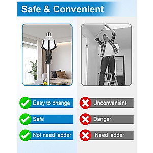 hveryppy Light Bulb Changer for high Ceilings, Light Bulb Changer with Baskets and Suction Cup, 13FT Assembled Light Bulb Extension Pole Changer,high Reach Light Bulb Changer for Household