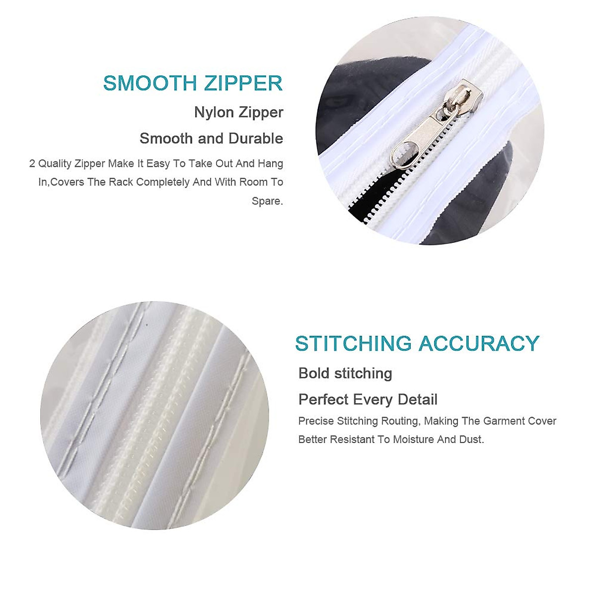 Ruibo Clear Garment Rack Cover Dustproof Clothes Rack Cover With 2 Durable Zipper/Clothing Waterproof Protector (L:71x20x60 inch), Ethylene Vinyl Acetate