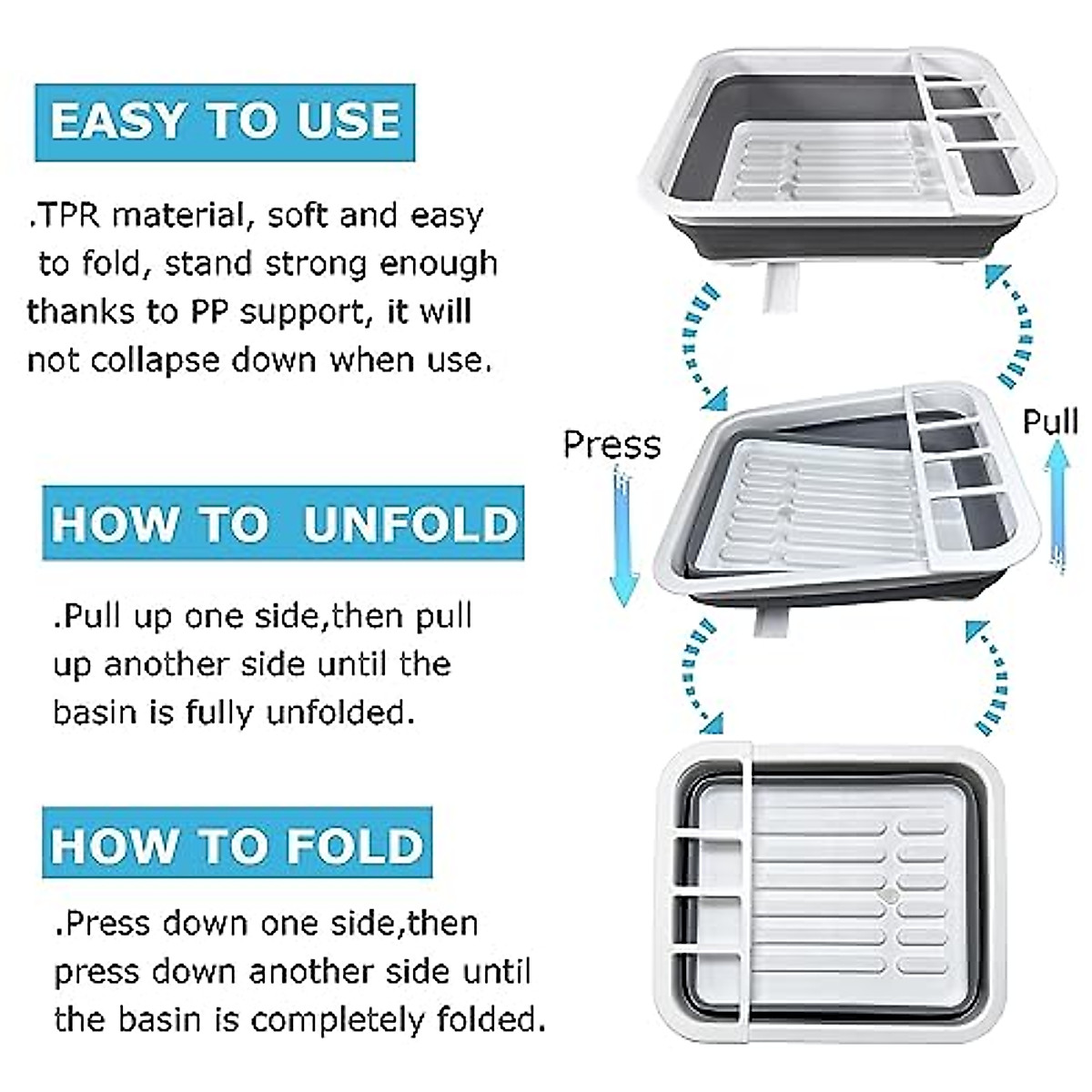 MontNorth Collapsible Dish Drying Rack with Drain Plug and Swivel Spout - Lightweight, Compact and Space-Saving Dish Drainer Organizer for Kitchen, RV, Campers and Travel Trailers