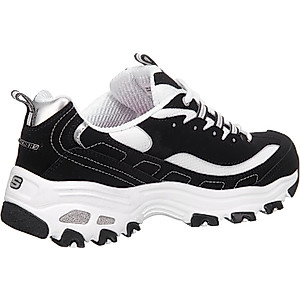 Skechers Sport Women's D'Lites Memory Foam Lace-up Sneaker,Biggest Fan Black/White,6 M US