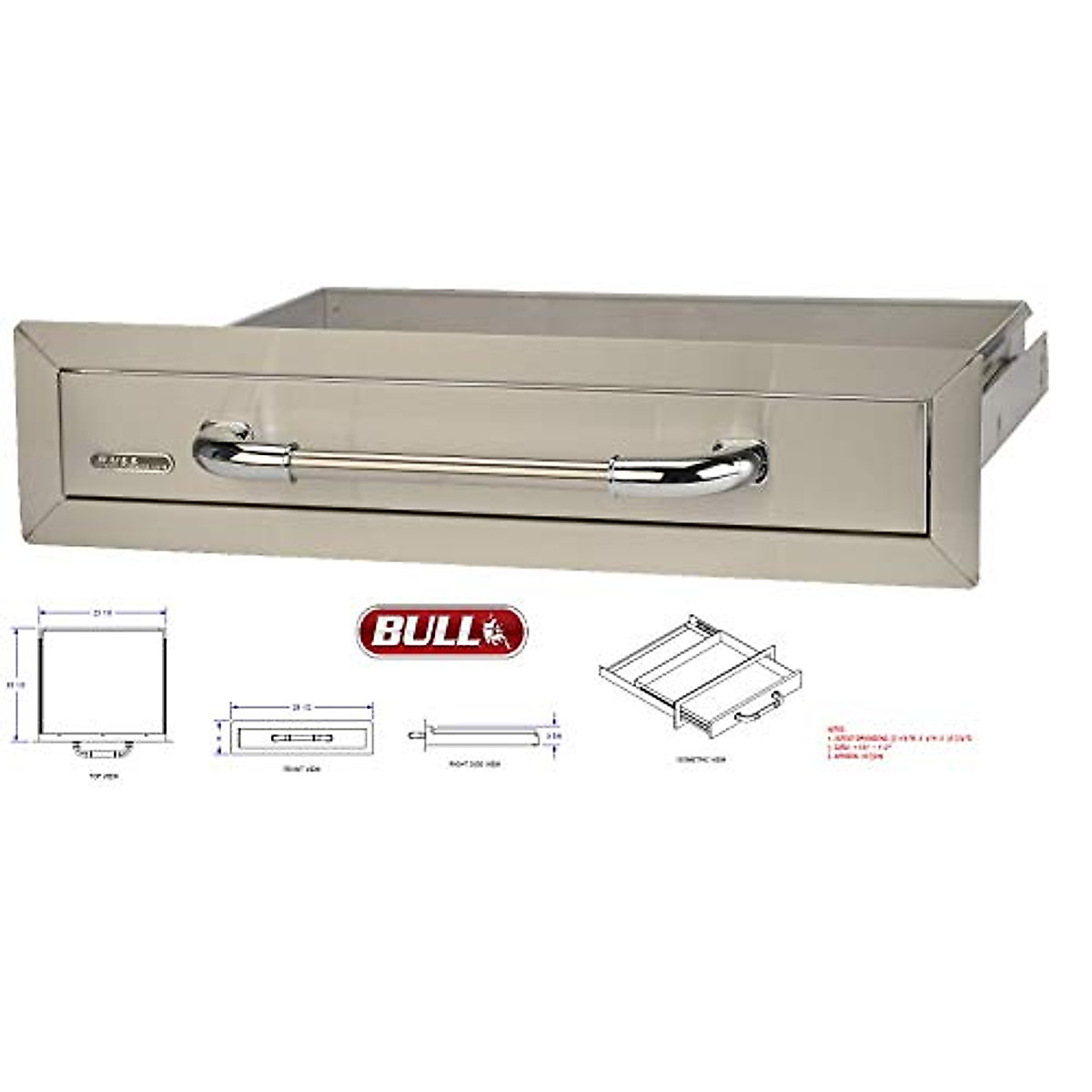 AMS Fireplace AMS BULL grill 30 Outlaw BBQ Grill with BULL single Side Burner, 30 DoorDrawer Combo, Single Drawer, Sink and Cover (Natural Gas)