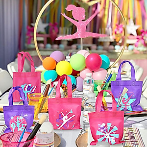 BANBALLON 20 Packs Gymnastic Party Favor Bags Birthday Non-Woven Bags Reusable Gymnastic Goodie Gift Treat Candy Bags for Baby Shower Gymnastic Birthday Party Decorations