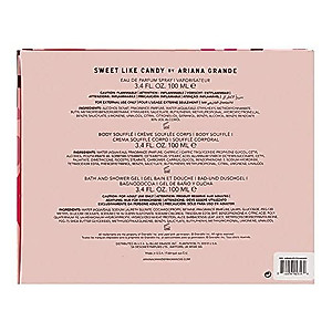 Sweet Like Candy by Ariana Grande Gift Set - 3.4 oz Eau De Parfum Spray 3.4 oz Body Souffle 3.4 oz Bath & Shower Gel Women