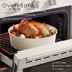 Caannasweis Detachable Nonstick Cookware Set - Stackable Induction Pots and Pans With Removable Handles, Dishwasher Safe - For RV Camping, Oven and Stovetop Use, 5 Pieces (Cream)