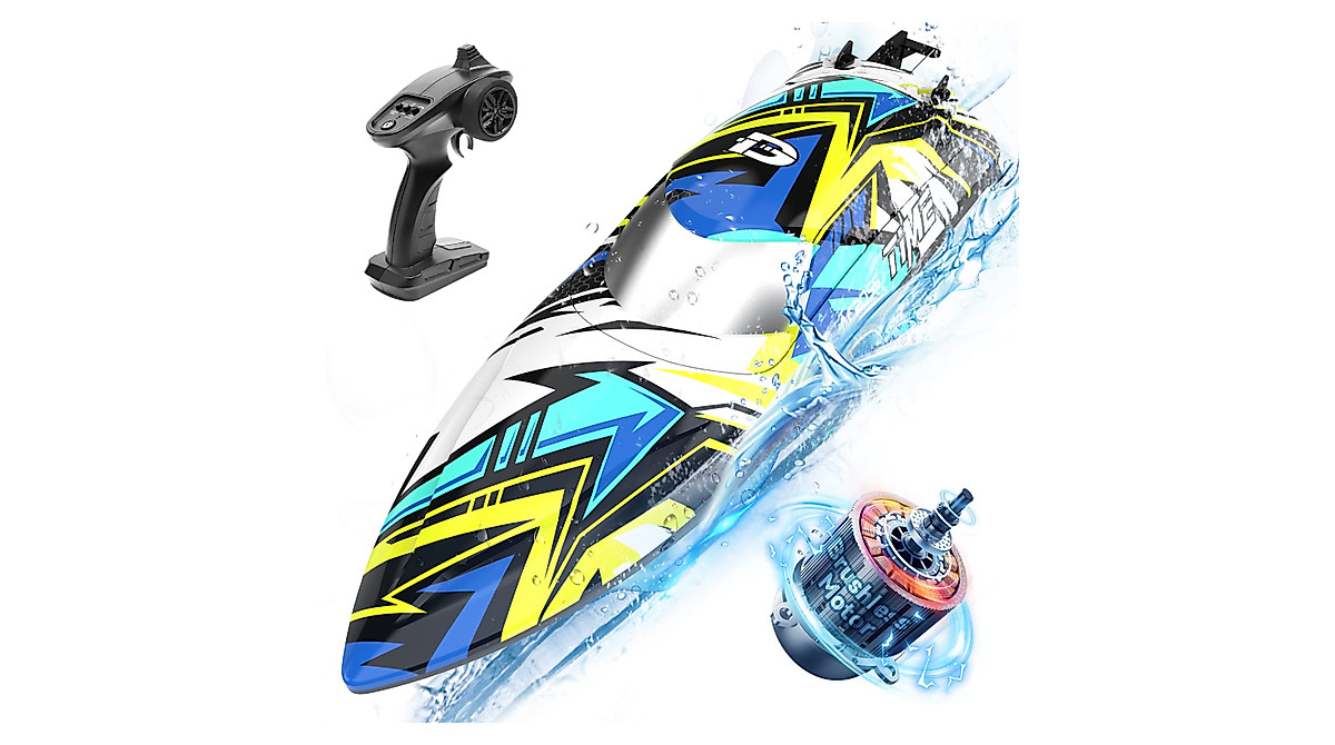 DEERC Brushless RC Boat - Fast 30+ MPH Racing with LED Lights