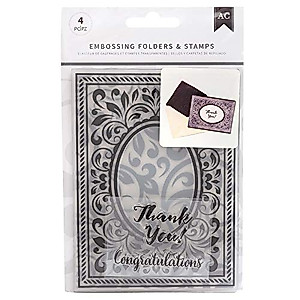 American Crafts Congratulations Flourish Embossing Folders and Stamps, Multi