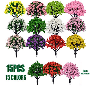 Woohome 60 PCS Miniature Trees Mixed Model Trees, Mixed Colors Accessories Model Train Scenery Architecture Trees Fake Trees for Building Model, Model Scenery with No Bases for DIY Crafts