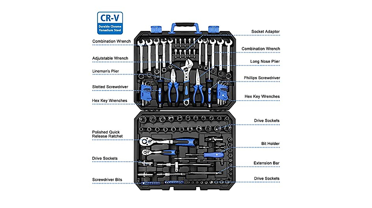 DEKOPRO 118 Piece Tool Kit for Auto Repair