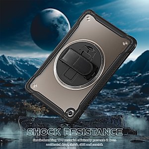 ProCase Galaxy Tab A8 Case 10.5 Inch 2022 (SM-X200/X205/X207), Rugged Heavy Duty Shockproof Case with Hand Strap Rotating Kickstand Protective Cover Case for 10.5" Galaxy Tab A8 2022–Black