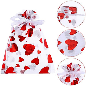 50 Pieces Valentine's Day Candy Bags Heart Wrapping Paper Drawstring Gift Bags for Valentine's Day Party Supplies