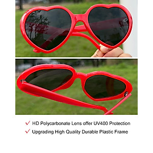 Armear Women Fashion Oversized Heart Sunglasses Retro Lady Girl Cute Love Shaped Large Plastic Eyeglasses Red