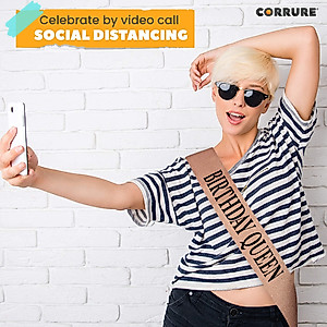 CORRURE 'Birthday Queen' Sash Glitter with Black Foil - Rose Gold Glitter Happy Birthday Sash for Women - Party Favors Supplies and Decorations for Sweet 16, 18th 21st 30th 40th or Any Bday Party