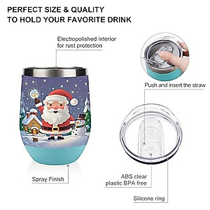 OPTKSNCU 304 Stainless Steel Insulated Cup with Lid, Big Santa Claus Print Durable, And Easy to Clean – Ideal for Home, Office, And Gift Giving