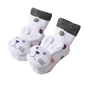 PUPPET Baby Girl Rattle Socks Set for 0-6 Months Cute Infant Socks with Plush Bunny Design