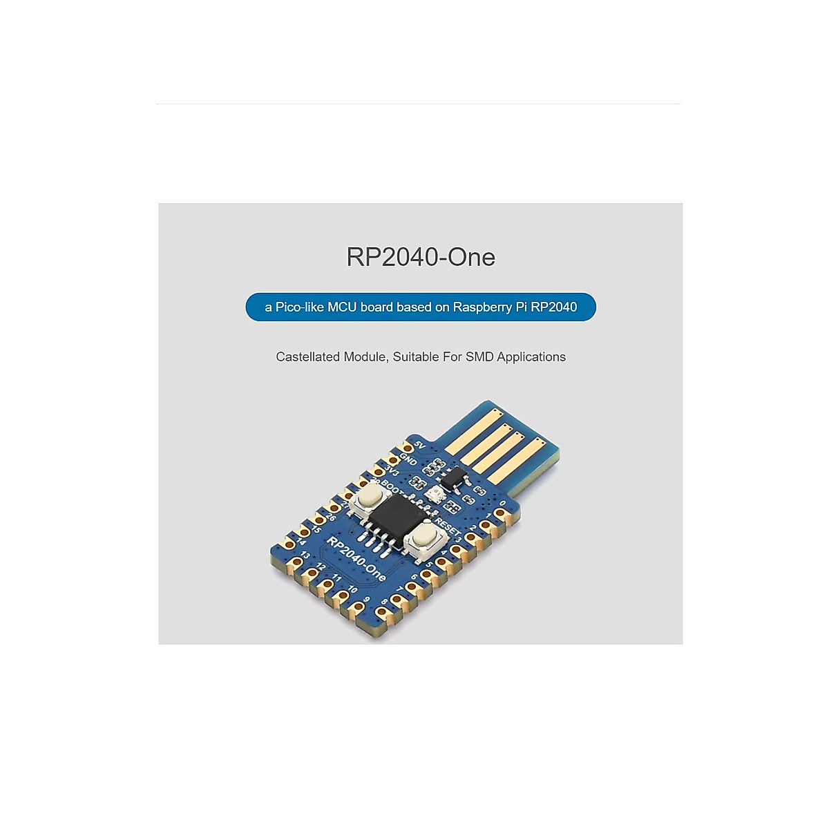 waveshare RP2040-One Microcontroller Development Board Type-A 4MB Flash Pico-Like MCU Board Based on Raspberry Pi RP2040,PCB USB-A Port,Support C/C++,MicroPython