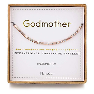 RareLove Godmother Morse Code Bracelets Birthday Christmas Christen Gift For Women Rose Golden Beads String Bracelet