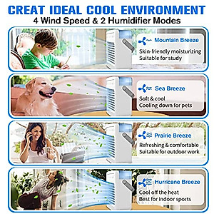 Portable Air Conditioner,Oscillation Mini Air Conditioner, 4 Wind Speed Small AC, 2-6H Timer Portable Air Cooler, Mini Evaporative Air Cooler For Room/Kitchen/Office/Camping/Car[2023 UPGRADED DESIGN]