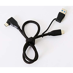 SideTrak USB-C to USB-C Cable & USB-A Adapter | Durable, Flexible, Tangle-Free Braided Nylon Cord | 1.5ft | Black