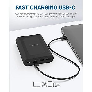 Omni Mobile 12,800 Laptop Power Bank with USB-C | Battery Pack for Laptops, Tablets, Cameras, Smartphones, iPhone, Samsung Galaxy and Other Smart Devices