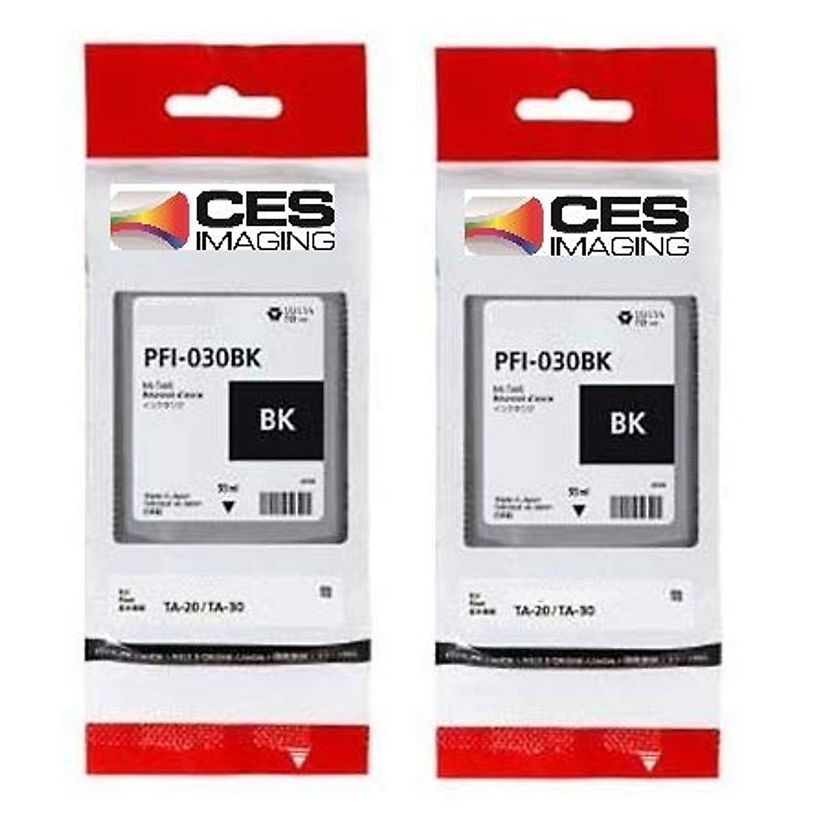 CES Imaging PFI-030BK Black 2-Pack 55ml Ink Tanks in Retail Package
