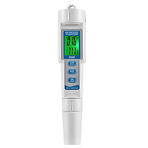BUZHI pH & EC & Temp Meter, New Professional 3 in 1 Multi-Parameter Water Quality Tester Monitor Portable Pen Type pH & EC & Temp Meter Acidometer Water Quality Analysis Device