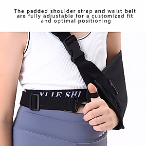 Fotgok Breathable kids Arm Sling with Waist Belt for Shoulder Children-Shoulder Immobilizer with Strong Support-Padiatric Breathable Arm Support Brace for Shoulder Injury,Black (Large)