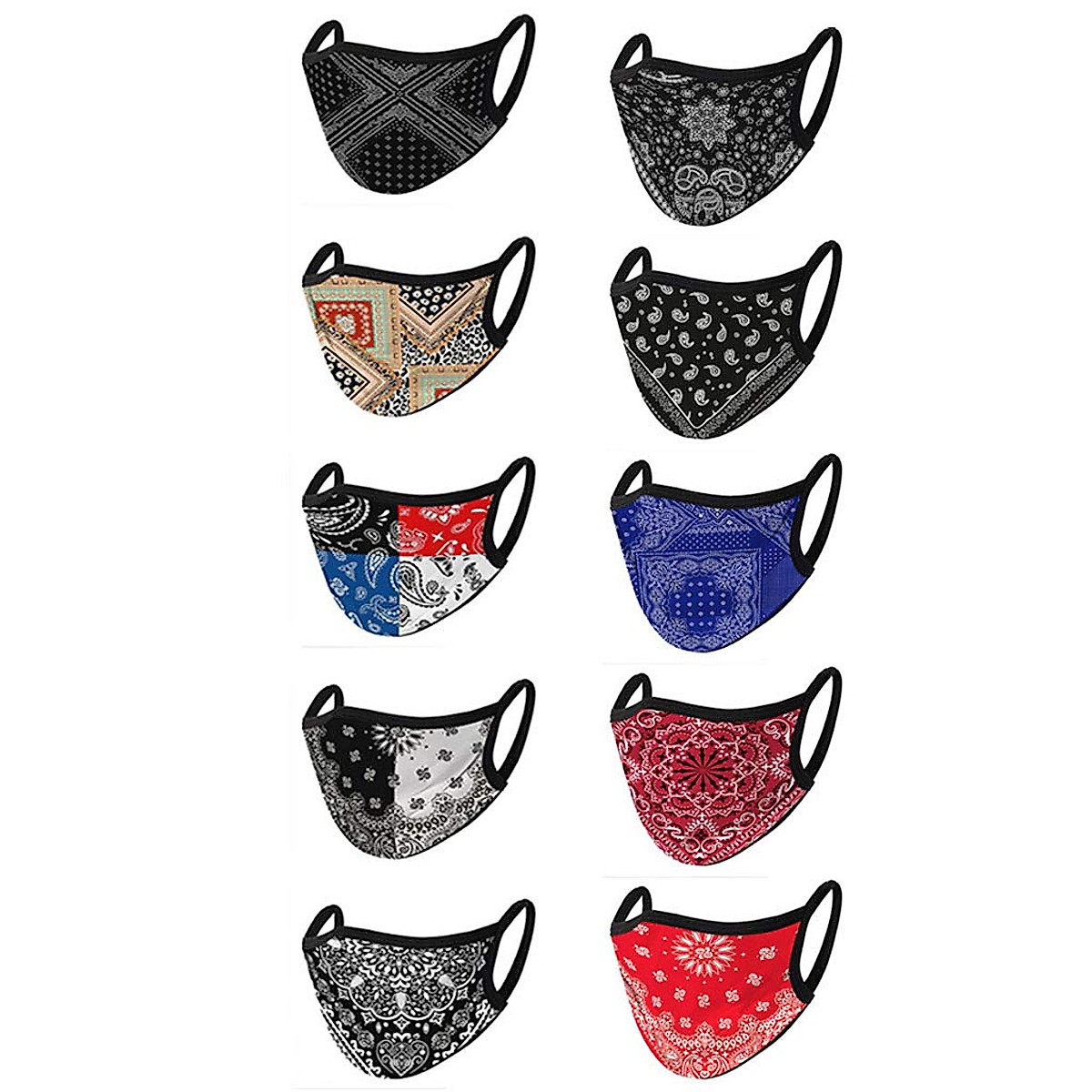 Stoota 10PC Face Cover Mask Washable Reusable, Anti Dust Wind for Adult, Multifunctional Bicycle Riding Fishing Cycling (Multicolor Y1, One Size)