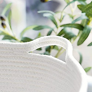 CHICVITA XXL Extra Large Cotton Rope Woven Basket, Throw Blanket Storage Basket with Handles, Decorative Clothes Hamper - 22" x 22" x 14"