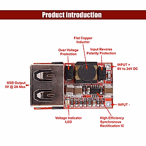 KOOBOOK 5Pcs DC-DC 6-20V 12V to 5V 3A CAR USB Charger Module DC Buck Step Down Converter