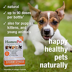 HomeoPet Storm Stress, Storm Anxiety Relief for Dogs, Cats, and Other Small Animals, 15 Milliliters