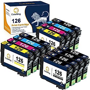 Colorking 126 Ink cartridges for EPSON Printer, High Yield T126 126XL Ink for Stylus NX330 NX430, for Workforce 435 520 545 630 845 WF-3520 WF-3530 WF-3540 WF-7010 WF-7510 WF-7520 Printer (12 Pack)